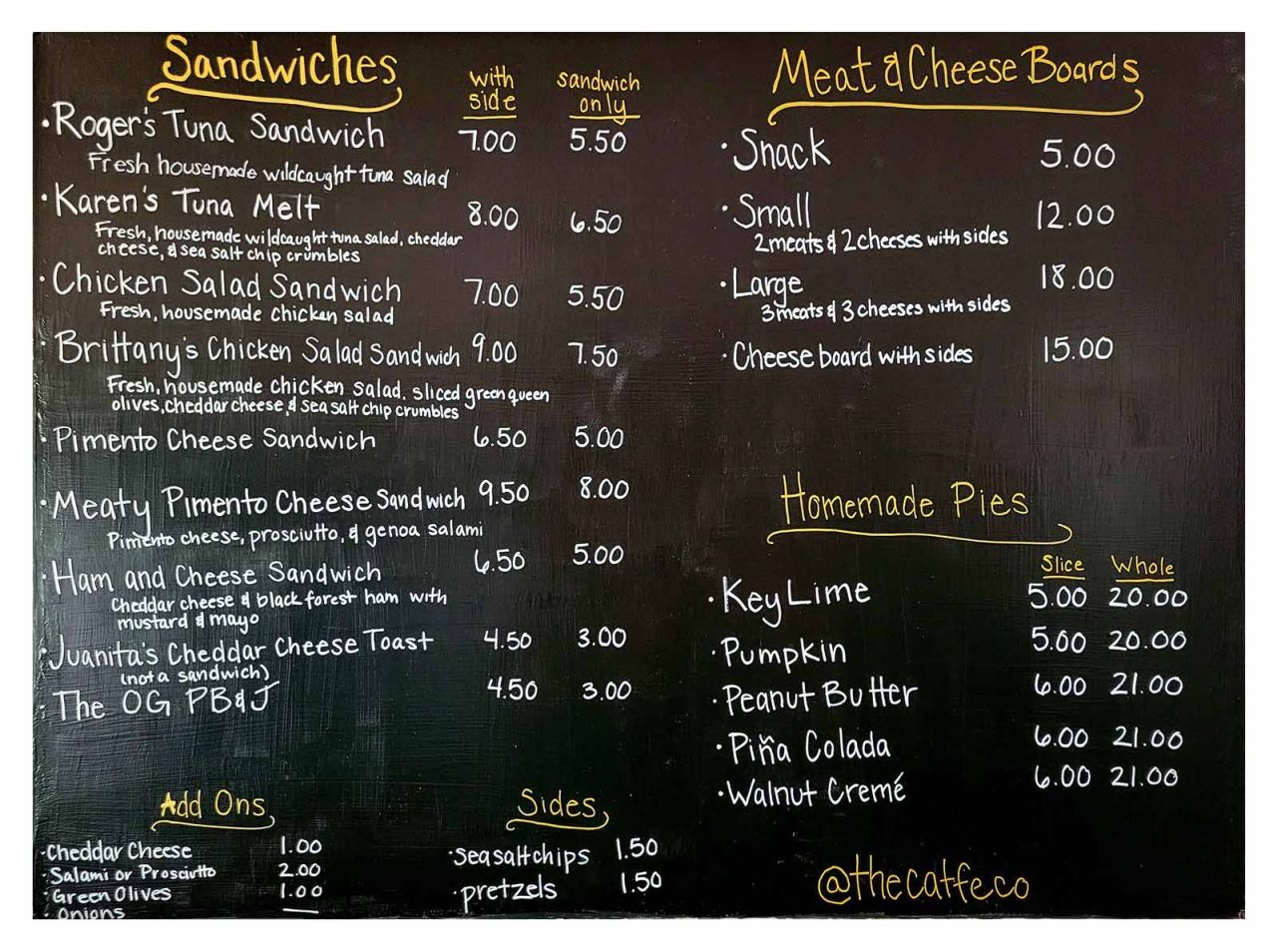 Menu | The Catfe Co